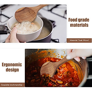 HEMOTON Wood Rice Paddle Wooden Rice Spoon Non Stick Rice Cooker Spatula Japanese Asian Rice Paddle Kitchen Rice Scoop Ladle (Wood Color)