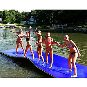 GLACER Floating Water Mat, Floating Water Pad, Tear-Resistant XPE Foam, 18’ x 6’ Large Float Pad, Large Swim Mat, Roll-up Pool Float Mat for Relaxing and Recreation, for Beach, Lake, Pool (Blue)