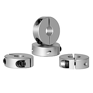 (Pack of 4) Split Shaft Collar Bore 25mm, Aluminum Alloy Two Halves Clamping Collar for Shaft, 45mm OD, 12mm Thickness, with M5 Set Screws