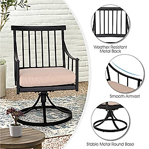 PHI VILLA Swivel Chairs Set of 8 Patio Dining Rocker Chair with Cushion Rocking Patio Furniture for Garden Backyard Bistro, Beige