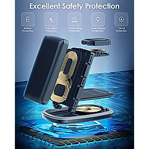 Wireless Charger 3 in 1, Foldable Fast Charging Station Compatible with Samsung Galaxy Watch 5 Pro/5/4/3/Active, S23 S23+ S22 S22+ S21 S20 Ultra FE/Note 20 10 9/ Z Flip Fold 4 3 2, Buds/2/Pro/Live