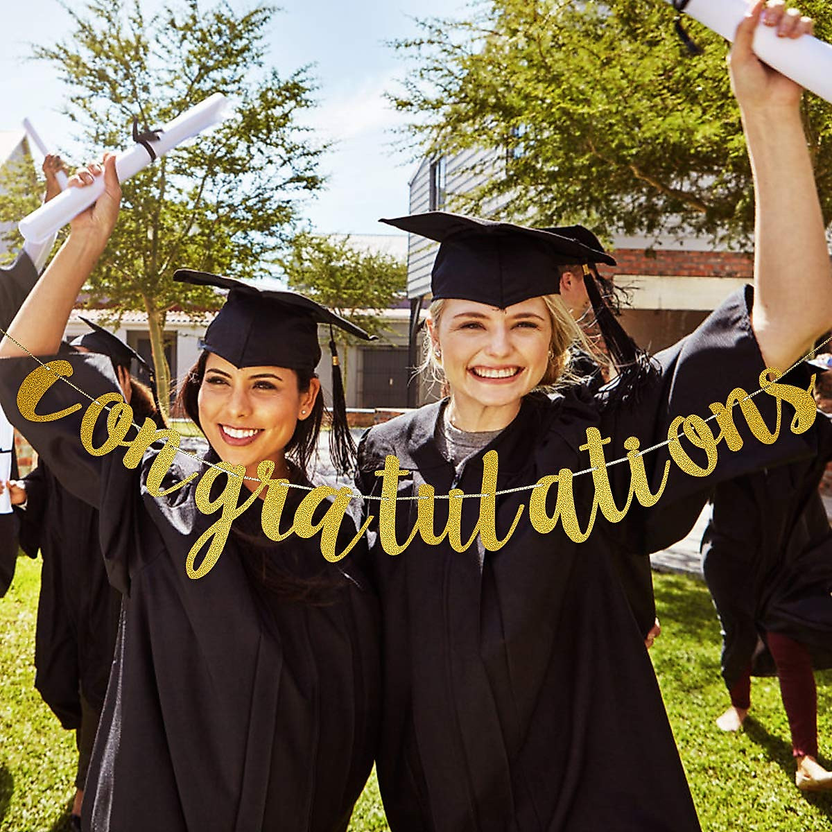 Congratulations Banner Gold Glitter Congratulations Graduation Banner Congratulations Banner Graduation 2024 Congratulations Graduation Party Decorations for College Graduation Party Decorations 2024
