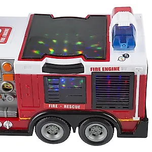 Hey! Play! Toy Fire Truck with Extending Ladder, Battery-Powered Lights, Siren Sounds and Bump-n-Go Movement for Toddlers Boys and Girls