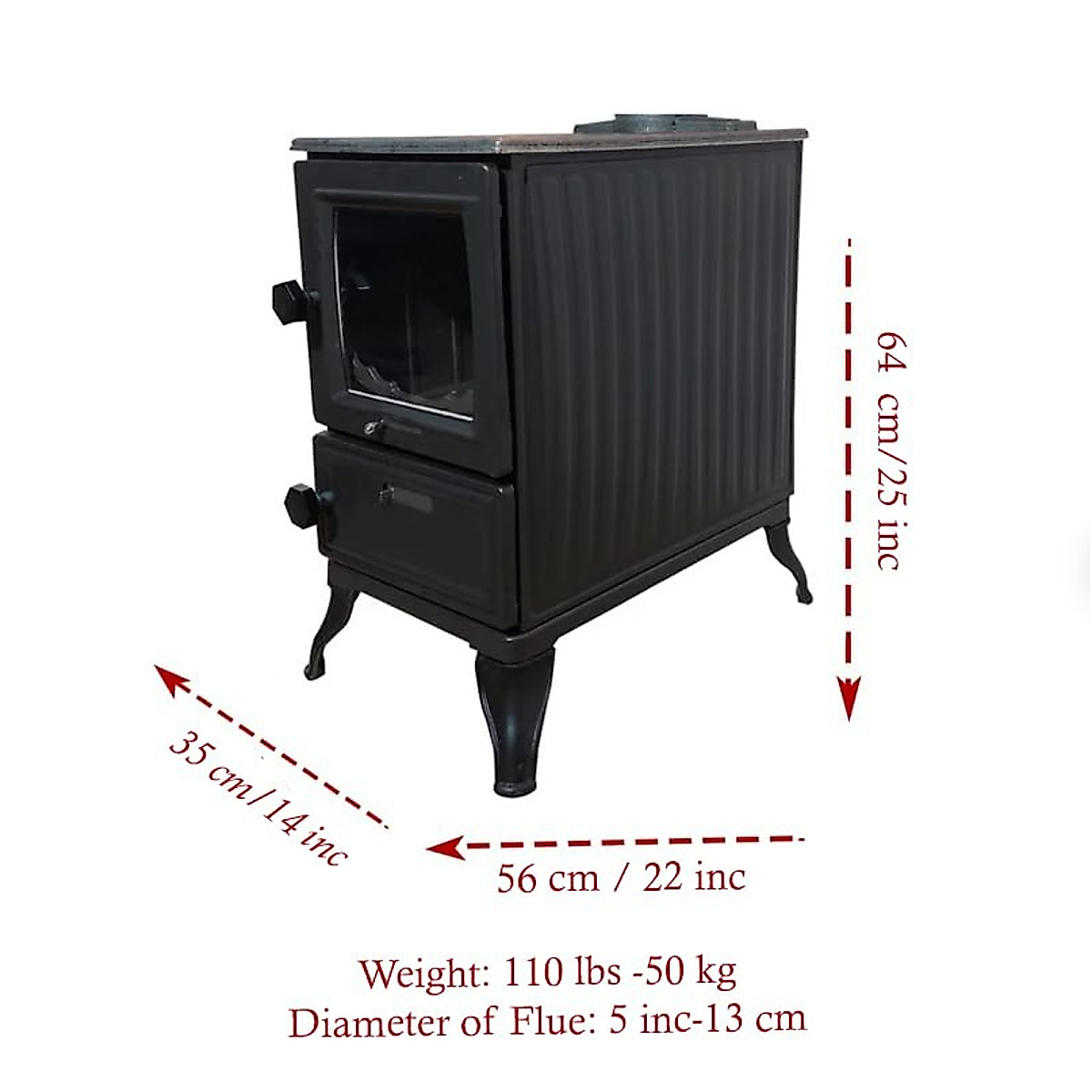 Small Cast Iron Stove for Outdoor Camping | Outdoor Stove | Mini Camping Stove | Cast Iron Fireplace | Brick Lined Fireplace | Tiny House Stove Cabin Stove (Mini Camping Stove)