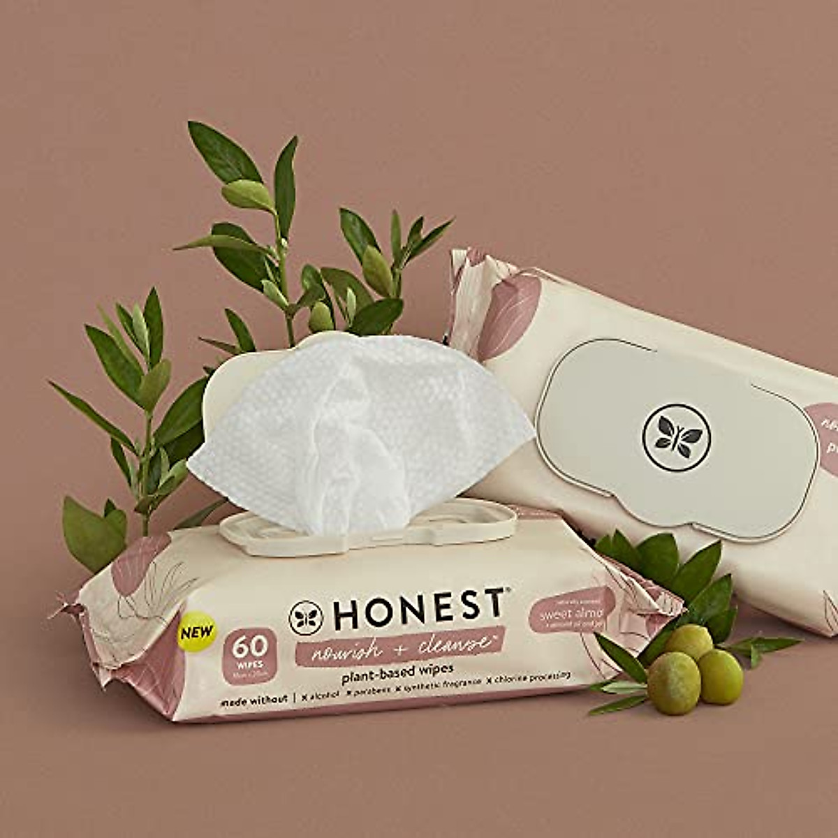 The Honest Company Nourish + Cleanse Benefit Wipes | Cleansing Multi-Tasking Wipes | 100% Plant-Based, Hypoallergenic | Sweet Almond, 60 Count