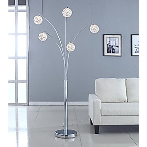 Artiva USA A511118FSN Manhattan Modern Crystal Floor Lamp, 84"H, Chrome, White
