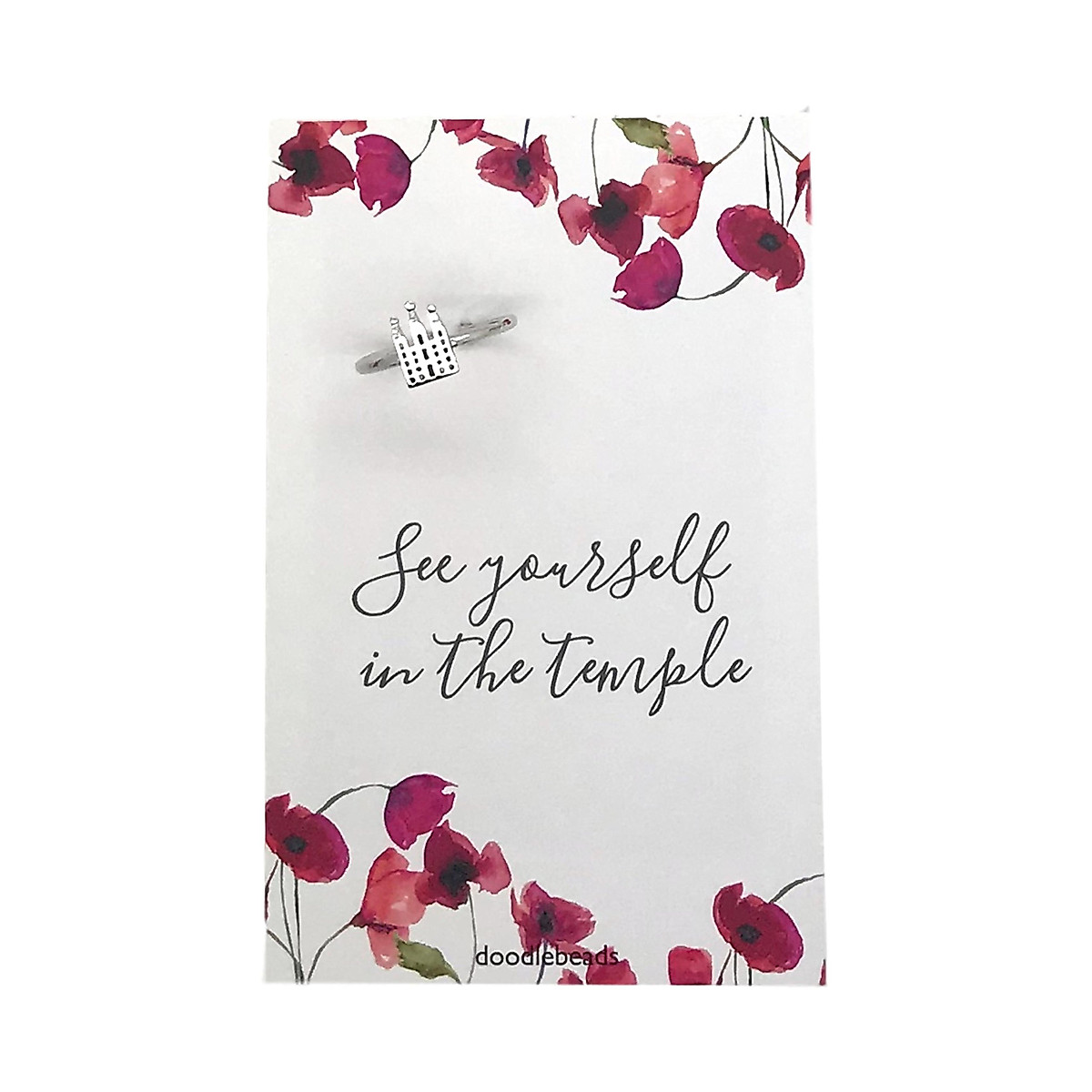 Doodle Beads LDS Temple Jewelry, Salt Lake Temple Ring Silver with card See yourself in the Temple, LDS gift for women and girls
