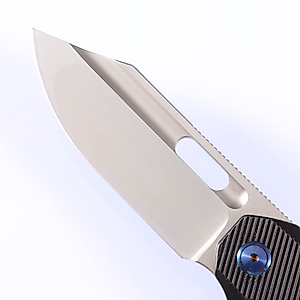 JEABROTHER folding knife with clip, M390 steel blade, backpack, camping, pocket knife, anti slip titanium alloy handle, lightweight EDC gentleman pocket knife