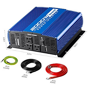 kinverch 2000W Continuous/ 4000W Peak Power Inverter 3 AC Outlets 12V to 110V Car Converter with USB Port