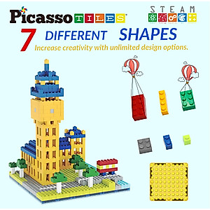 PicassoTiles 512 PCs Grand Playset Magnetic Tiles and Building Block Combo Creative Buildings & Figures Such as Bridges Hearts Unique Characters & More Educational STEM Toys Learning Activity Ages 3+