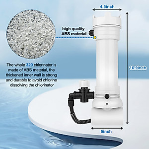 Upgraded 320 Pool Automatic Chlorine/Bromine Inline Feeder Compatible with Rainbow 320 Chlorinator, R171096 Feeder with Complete Accessories, One Year Warranty
