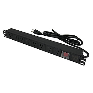 CNAweb Power Distribution Unit 19" 1U Rack Mount PDU 8 Outlet 6' Power Cord - Black