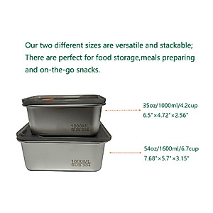 SSQYKJ 2-Pack 304 Stainless Steel Food Storage Containers,1L&1.6L Airtight Lunch Box for Meal Prep,Bento,Kitchen-Stackable,Leakproof,Easy Clean (35oz/54oz)