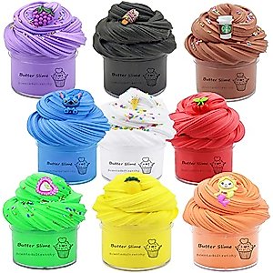 Butter Slime Kit 9pack for Party Favors, Scented, Soft and Non-Sticky, Birthday Gifts for Girl Boys, Stress Relief Slime Bulk for Easter Egg Basket fillings Christmas Stocking Stuffers