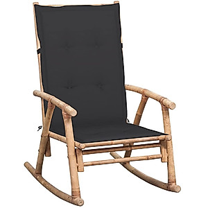 Tidyard Rocking Chair with Cushion Bamboo Armchair for Patio, Balcony, Porch, Backyard Style E