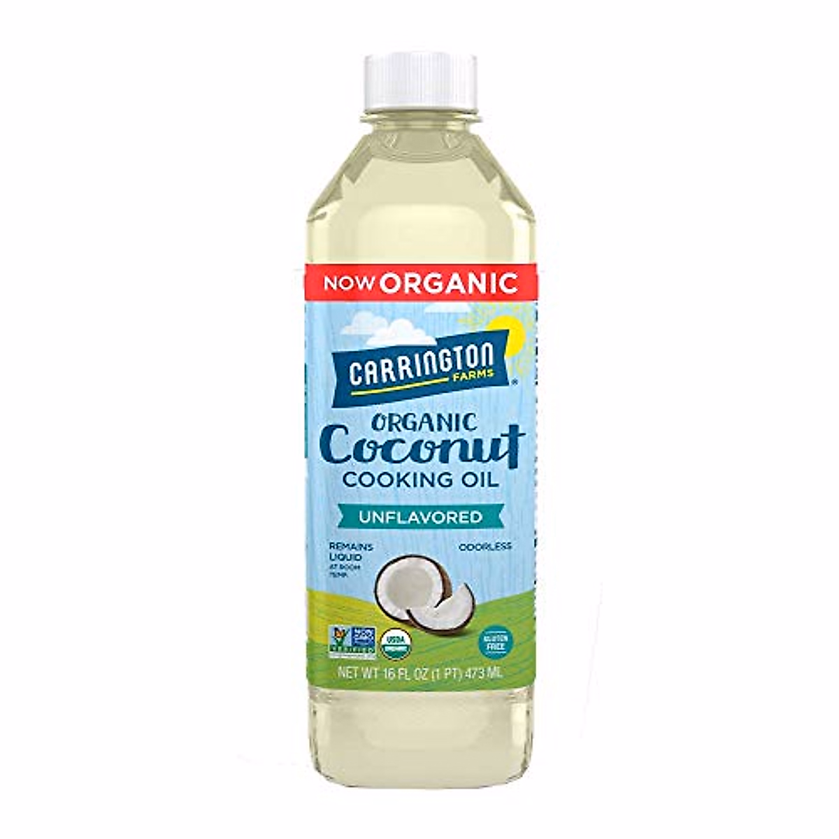 Carrington Farms Gluten & Hexane free, NON-GMO, No Hydrogenated and Trans Fats in a BPA free bottle, Liquid Coconut Cooking oil, Unflavored, 16 Fl Oz