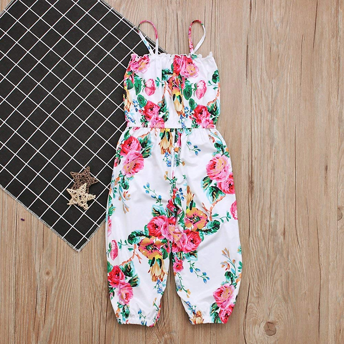 Noubeau Toddler Girls Kids Jumpsuit Girl One Piece Sleeveless Floral Playsuit Strap Romper Summer Outfits Clothes