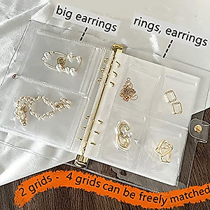BINGC Transparent Jewelry Storage Book，Portable Travel Jewelry Earring Organizer Upgraded Version Anti Oxidation Jewelry Storage Bag Necklace Bracelets Rings(100 Grids + 100 Ziplock Bags) (YELLOW)
