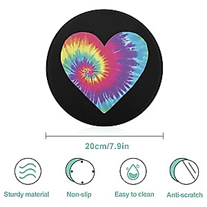 Tie-Dye Heart Printed Round Cutting Board Glass Chopping Blocks Mats Food Tray for Home Kitchen Decoration