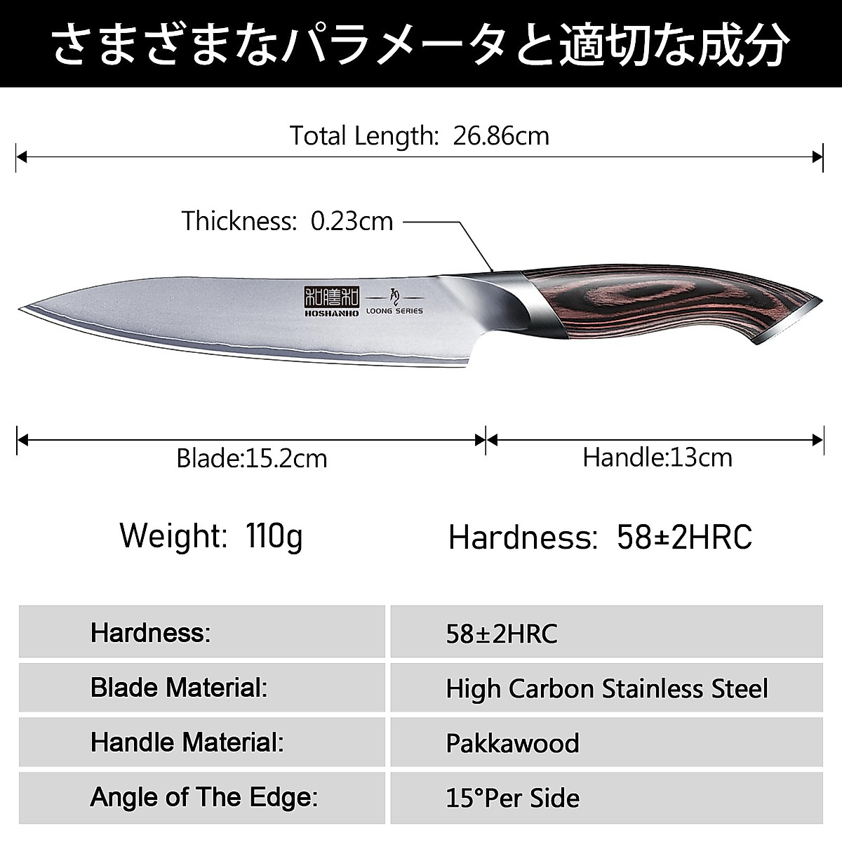 HOSHANHO 6 Inch Kitchen Knife, Ultra Sharp Japanese AUS-10 Stainless Steel Chef Knife, Multipurpose Kitchen Utility Knife with Ergonomic Pakkawood Handle