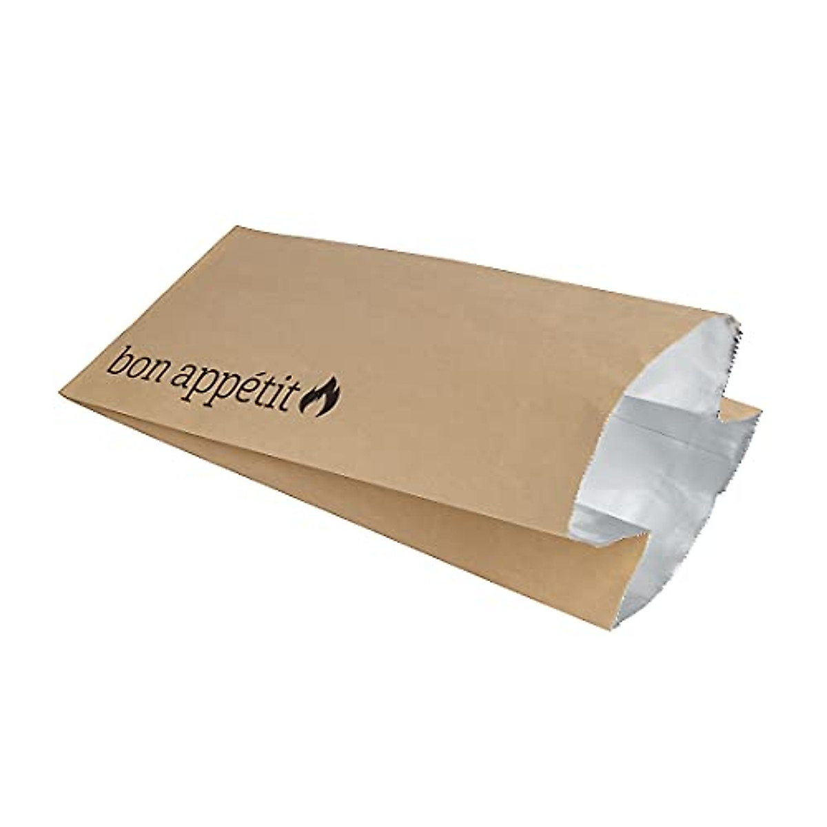 Restaurantware Bag Tek 6.5 x 4.1 Inch Foil Food Bags 100 Half Gallon Hot Dog Wrappers - Greaseproof Non Vented Kraft Paper Hot Food Wraps Disposable For To Go Meals