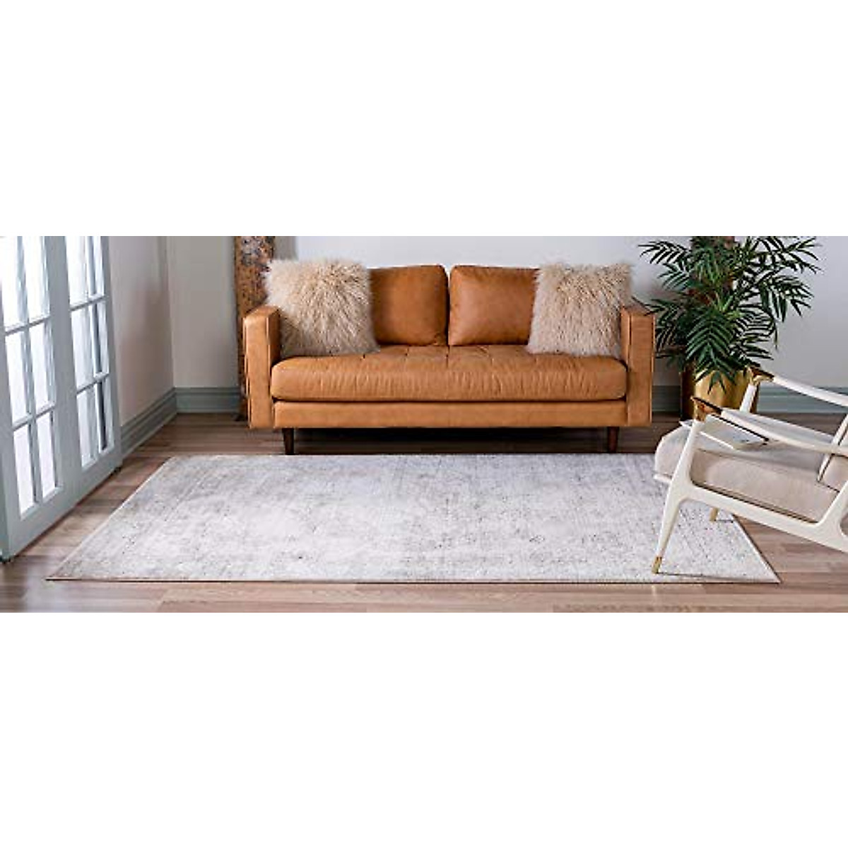 Rugs.com Oregon Collection Rug – 7' x 10' Ivory Low-Pile Rug Perfect for Living Rooms, Large Dining Rooms, Open Floorplans