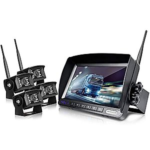 ZEROXCLUB RV Backup Camera Wireless 7-Inch 4 Channels Monitor Kit for RV Trailer Truck, Stable Signal HD Wireless 4 Rear View Back Up Camera System 18 Infrared Night Vision 149° Wide View(BW4)