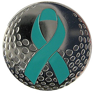 Putter Mounted Divot Tool and Ball Marker - Teal Ribbon