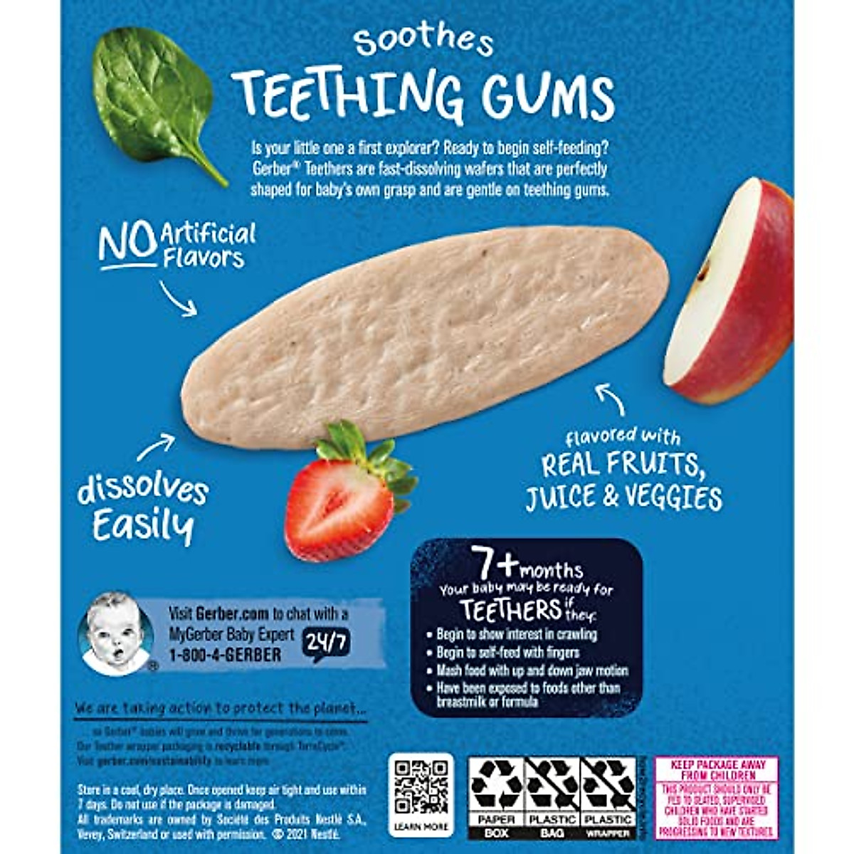 Gerber Snacks for Baby Teethers, Strawberry Apple Spinach, 1.7 oz Box (12 Pack)