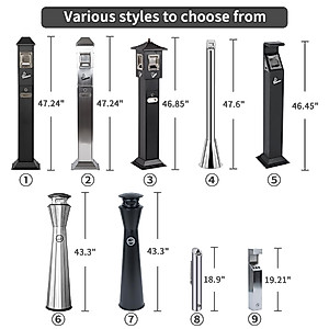 AIWFL 47" Height Outdoor Trash Receptacle, Commercial Trash Can, Standing Garbage Can Large Waste Trash Container Bin for Cafeterias Office Patio Backyard Pub Club Garage (Black)