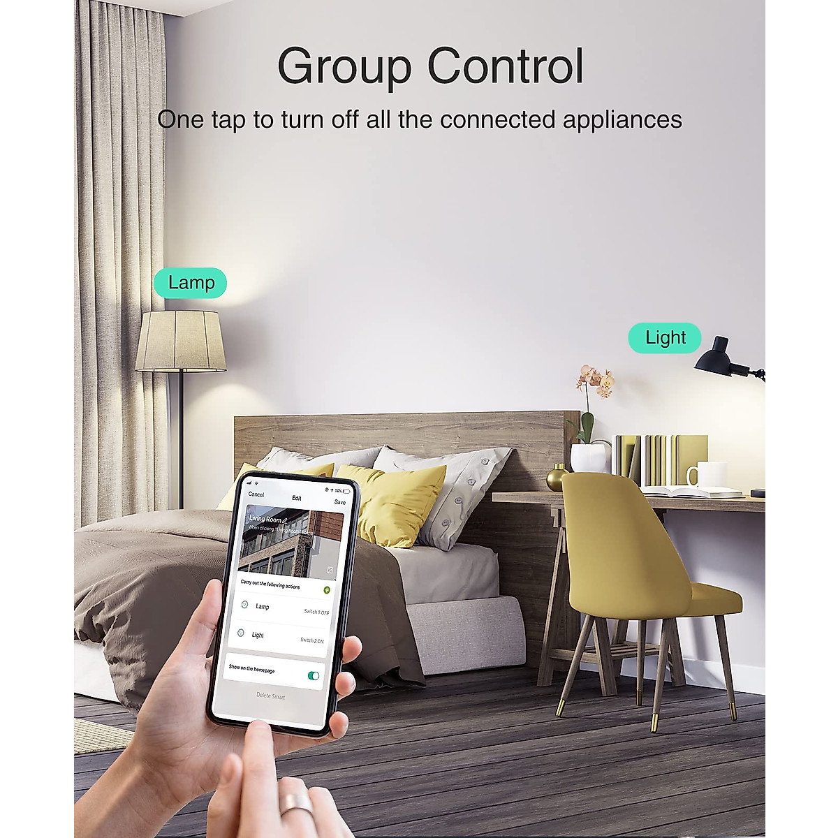 GHome Smart Mini Plug Compatible with Alexa and Google Home, WiFi Outlet Socket Remote Control with Timer Function, Only Supports 2.4GHz Network, No Hub Required, ETL FCC Listed (2 Pack), White