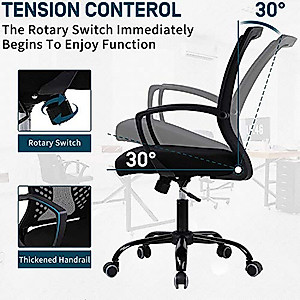 Ergonomic Office Chair Clearance Mid Back Mesh Chair with Lumbar Support and Armrest Adjustable Computer Chair Study Chair Rolling Task Chair Modern Executive Chair, Black