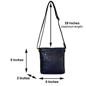 Zinda Genuine Leathers Women's Handbag Crossbody Shoulder Sling (Navy)