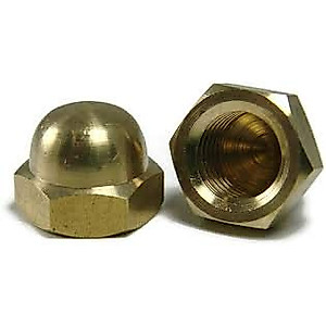 FASTENER DEPOT 3/8inches-16 Acorn Cap Nuts, Solid Brass, Grade 360, Plain Finish, Qty 10 - by Fastener Depot, LLC