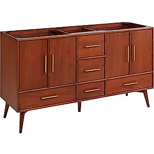 Signature Hardware 953364-60-UM-0 Novak 60" Free Standing Double Vanity Set with Mahogany Cabinet, Vanity Top and Oval Undermount Vitreous China Sink