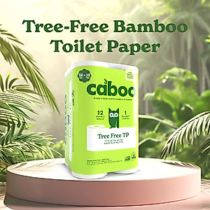 Caboo Tree Free Toilet Paper, Tree Free, Septic, Chemical Free Bath Tissue - 2 Ply Sheets, 300 Sheets Per Roll, 12 Double Rolls