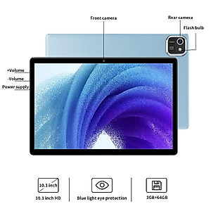 10 inch Tablet Android 13 Tablet, 4GB RAM 64GB ROM 512GB Expand, Quad-Core Processor, 1280x800 IPS Display, Tablet PC with GPS, 6000mAh, Bluetooth, Dual Camera, WiFi (Blue)