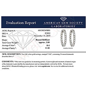 Vir Jewels 3 cttw Diamond Inside Out Hoop Earrings 14K White Gold Round Prong Set 1 inch