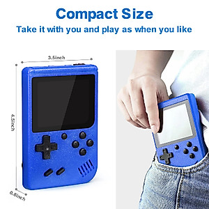 Avainaly Handheld Game Consoles, Retro Mini Game Player with 500 Classic FC Games, 2.8-Inch Color Screen Support for Connecting TV & Two Players, 1020 mAh Rechargeable Battery (Blue）