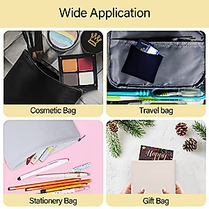 Muka 6 Pack Navy Canvas Cosmetic Bag 9-1/2 x 8 Inches Pencil Zipper Pouch