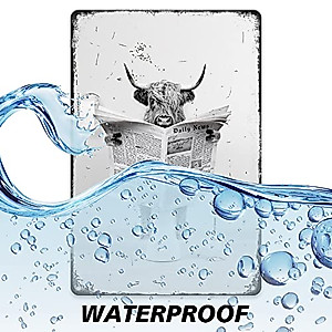 Funny Highland Cow Tin Sign,Black and White Cow Metal Sign,Cow Poster Cow Metal Tin Sign,Rustic Farmhouse Style Wall Decor for Living Room, Bathroom, Bedroom, Kids Bathroom Decor - 8x12 Inch