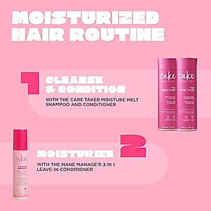 Cake Beauty Leave in Conditioner, The Mane Manager – Moisturizing & Softening – With Coconut Oil, Biotin, Soy & Rice Proteins – For Dry/Normal Hair Types – 4 Fl Oz / 120 mL