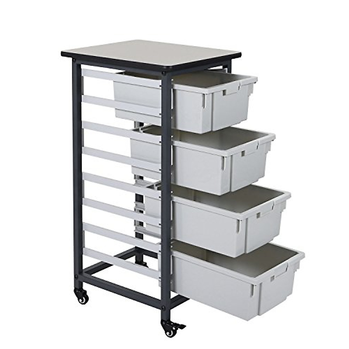 LUXOR MBS-SR-4L Mobile Bin System - Single Row Gray 20 L x 17 125 W x 37 5 H