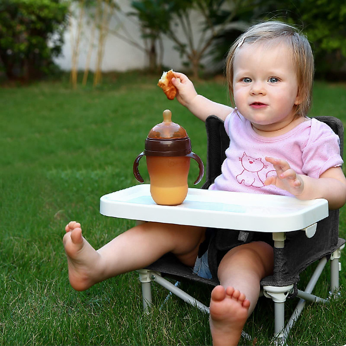 ANTEN Portable Booster Chair with Tray | Travel Booster Seat for Babies and Toddlers | Folding Booster Chair for Dining Table, Camping, Picnic, Beach, Grandma's | Indoor and Outdoor Baby Booster Chair