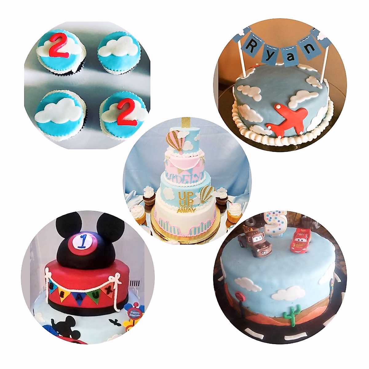 LOKMAN Set of 5 Fluffy Fondant Cloud Cutter, Gum Paste Cutter,Cookie Cake Mold Fondant Cutter, Sugar Craft, Fondant Decorating Tools (Cloud)