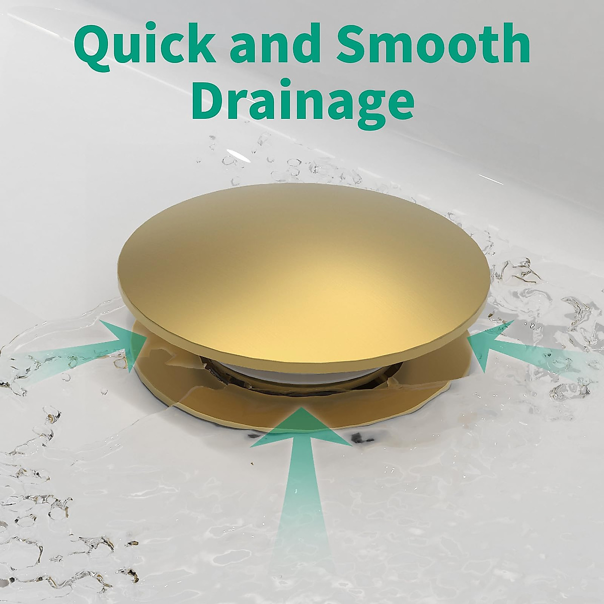 HEROBAI Bathroom Pop up Drain Without Overflow, Anti-Clogging Vessel Sink Drain Strainer, Pop Up Drain with Detachable Basket, Hair Catcher Bathroom Sink Drain Stopper (Brushed Gold)