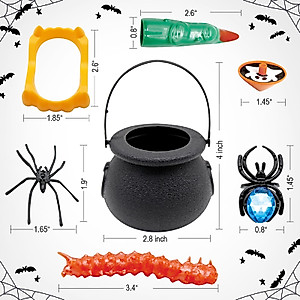 BEARUN 192Pcs Halloween Party Favors for Kids, 24 Pack Prefilled Witch Cauldron Toys in Bulk, Goodie Bag Fillers, Gifts, Party Supplies, Non-Candy Trick or Treat