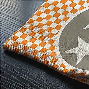 Smooffly Tennessee Flag Pillow Cover, Tennessee Orange Grey Star Flag Cotton Linen Throw Lumbar Waist Pillow Case Cushion Cover Home Office Decorative Rectangle 12 X 20 Inches