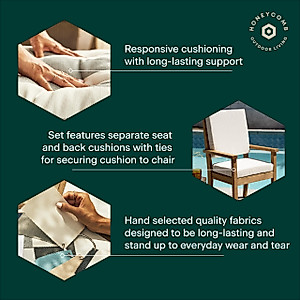 Honeycomb Outdoor Midback, 18.5" W x 17" D, Stripe Poolside Outdoor Chair Cushion