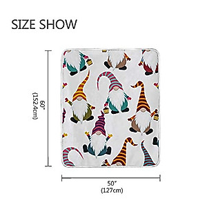 Throw Blanket Christmas Xmas Funny Gnomes Soft Blanket for Bed Couch Sofa Lightweight Travell Camping, 50 x 60 Inch